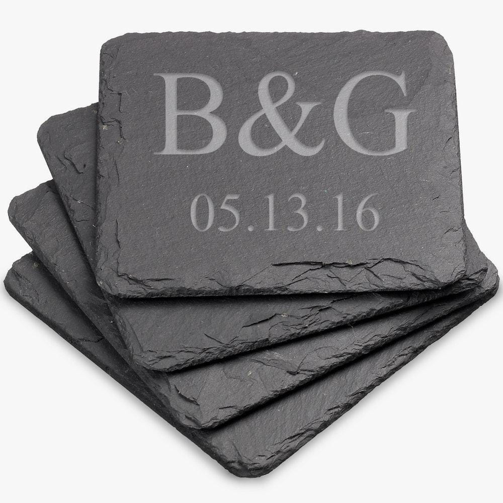 Exclusive - Personalized Square Slate Coasters | Monogram Online
