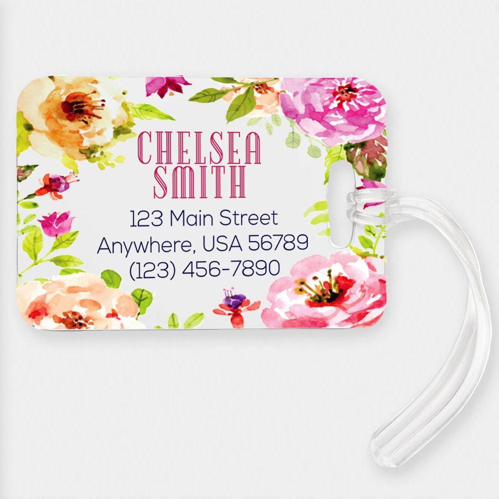Personalized Spring Flowers Luggage Tag | Monogram Online
