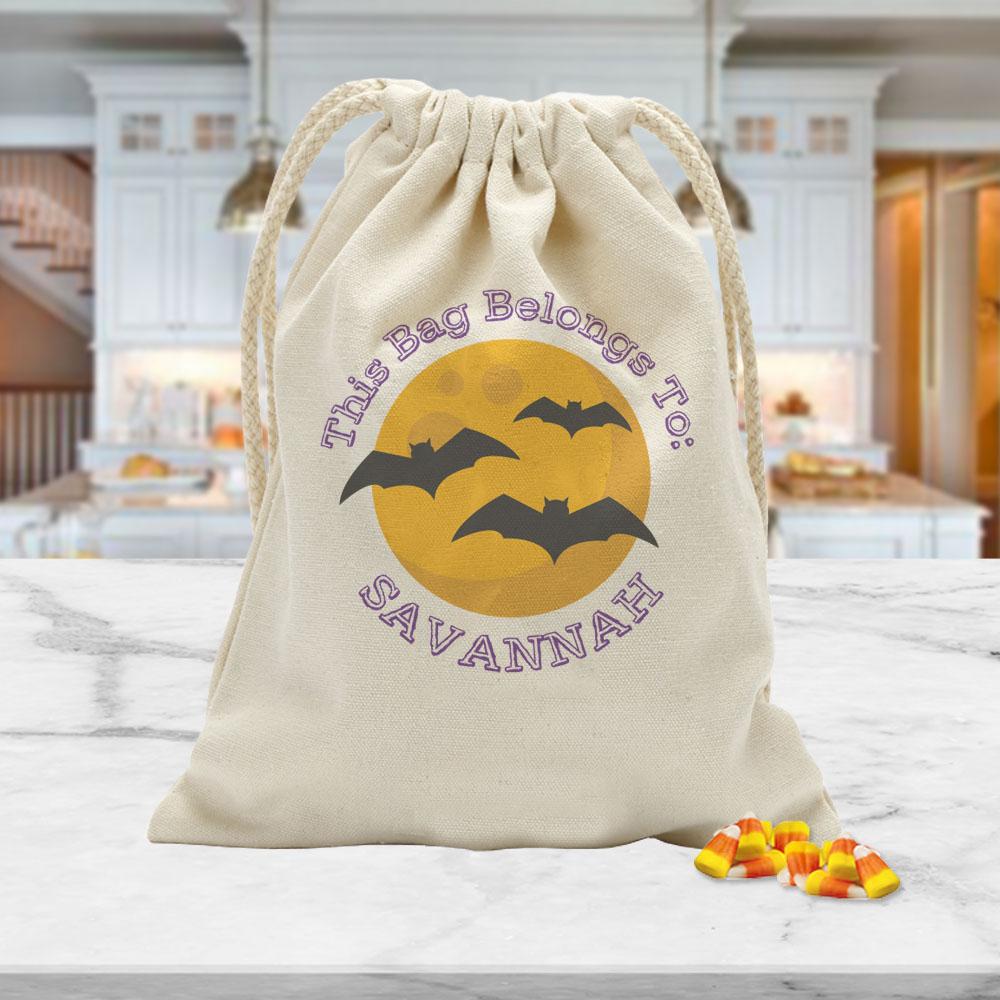 Personalized Bats Halloween Drawstring Sack | Monogram Online