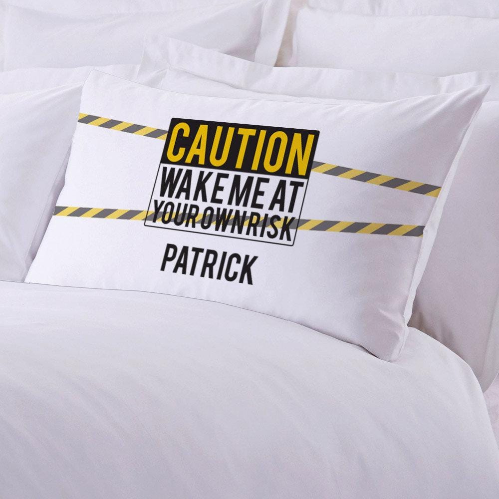 Personalized Caution Sleeping Pillowcase | Monogram Online
