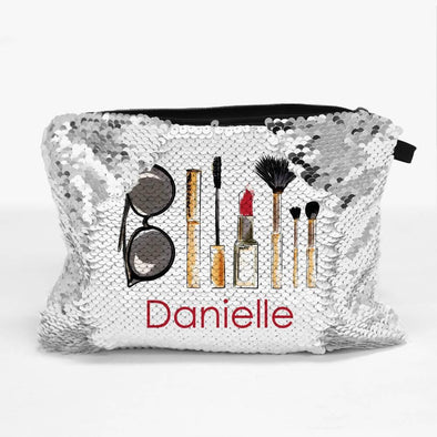 Personalized Sequin Makeup Cosmetics Bag | Monogram Online
