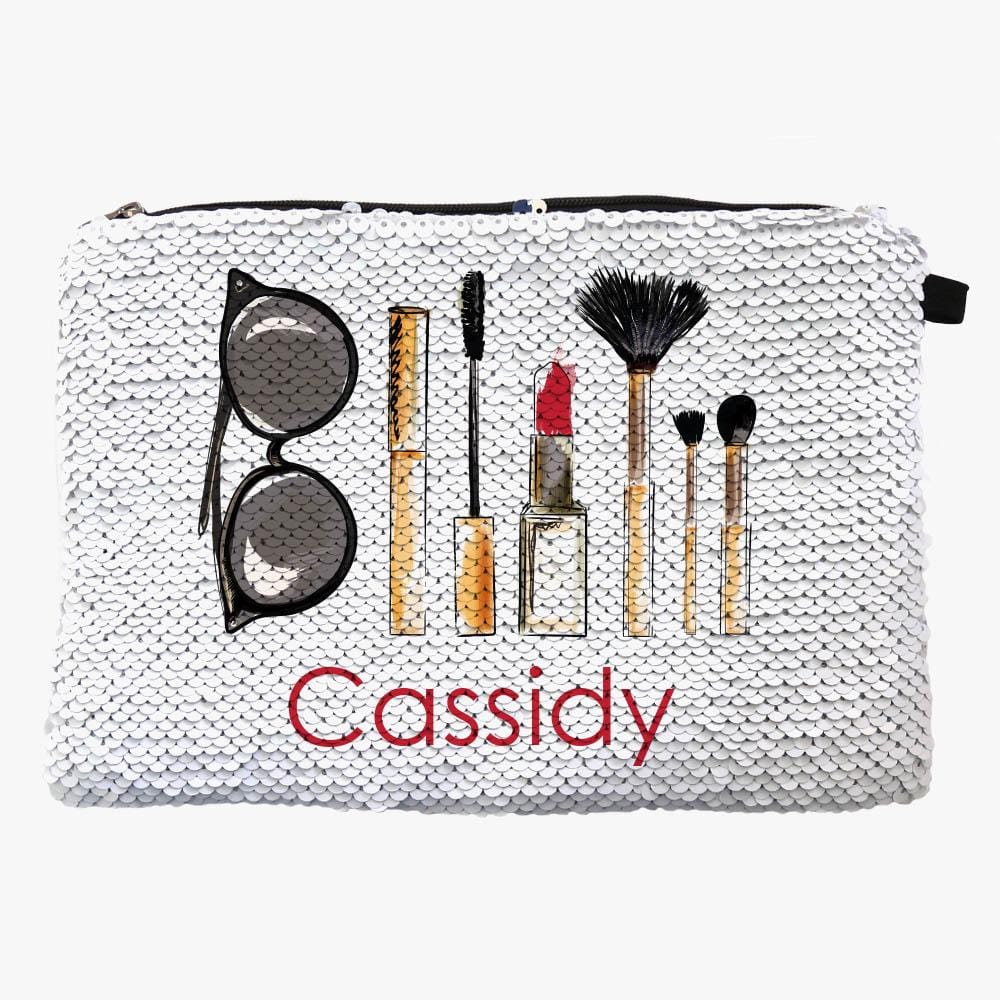 Personalized Sequin Makeup Cosmetics Bag | Monogram Online